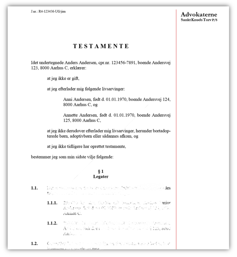 Testamente eksempel | MinAdvokat